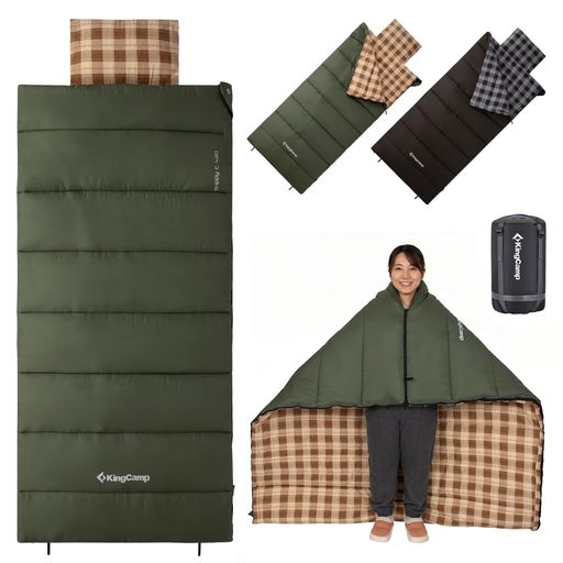「一物多用、3Way使用方法」革新的な3-in-1寝袋は展開サイズ(190+30)x 168cm、一般的な2人用寝袋より幅12%拡大!広々とした設計で家族での共有に最適、快適性が更にUP!多様な使用方法があり:広々とした双層2人用寝袋 / ...