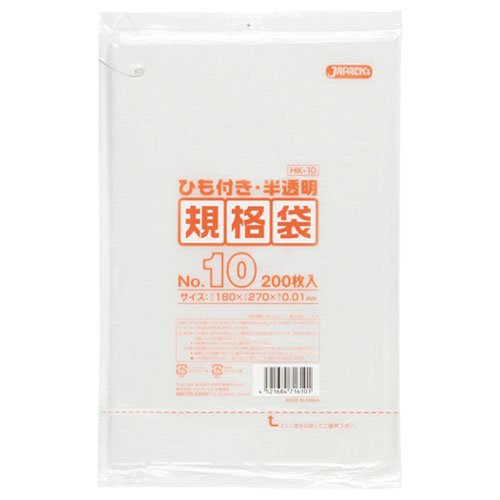●入り数：20000枚/ケース（※200枚/冊×10冊/箱×10箱）●サイズ（厚み×巾×高さ）：0.01×180×270mm●色：半透明●材質：HDPEジャパックス・JAPACK’S