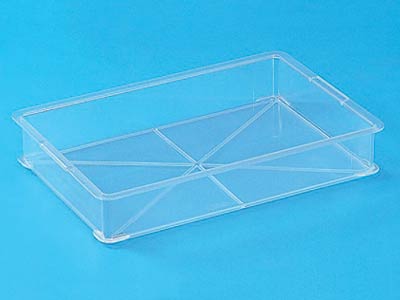 外寸(mm)：W574×D388×H97内寸(mm)：W534×D348×H90有効内寸(mm)：W524×D338×H83容量：16.3リットルカラー：透明底面形状：SG材質：特殊樹脂圧縮荷重：18.62kN(1900kgf)オプション：...