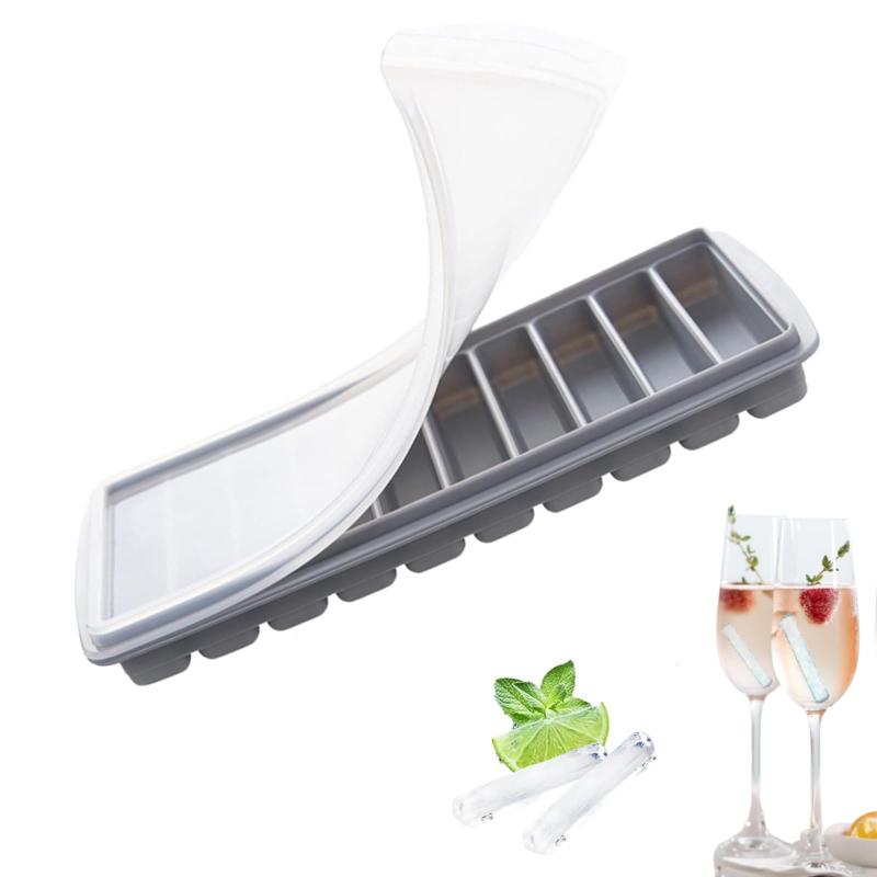 YFFSFDC 製氷皿 スリム アイストレー スタッキング可 シリコン製氷器シリコン製氷機製氷ケースアイスキューブ 氷トレー 小分け ソフト取り出しやすい 蓋付き冷凍保存 耐久性 多用途 DIY【ソフト素材】非常に柔軟性があるシリコン製で、...