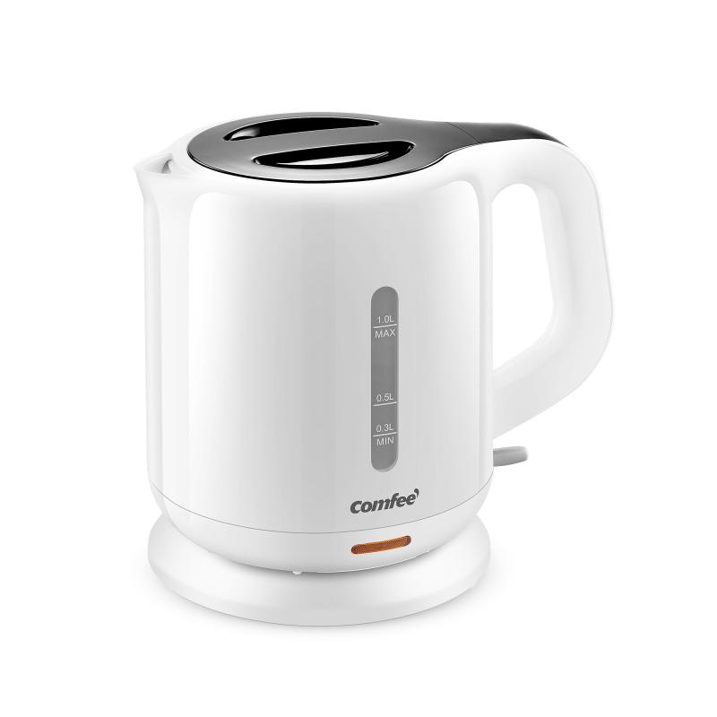 COMFEE' 電気ケトル 1.0L カンタン 急速沸騰 空焚き防止 沸騰自動OFF機能付き お手入れ簡単 コンパクト シンプル 一人暮らしに最適 ホワイト MK-08D03A【シンプル＆スタイリッシュ】COMFEE' の電気ケトルは、あら...