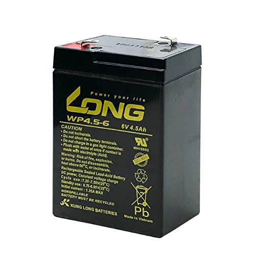 LONG 6V 4.5Ah 高性能 シールドバッテリー WP4.5-6サイクルバッテリー　WP4.5-6 長さ70　幅47　高さ101　製造工場：台湾もしくはベトナム電圧6V　容量4.5Ah(20HR)　ファストン端子（0.187）互換バッ...