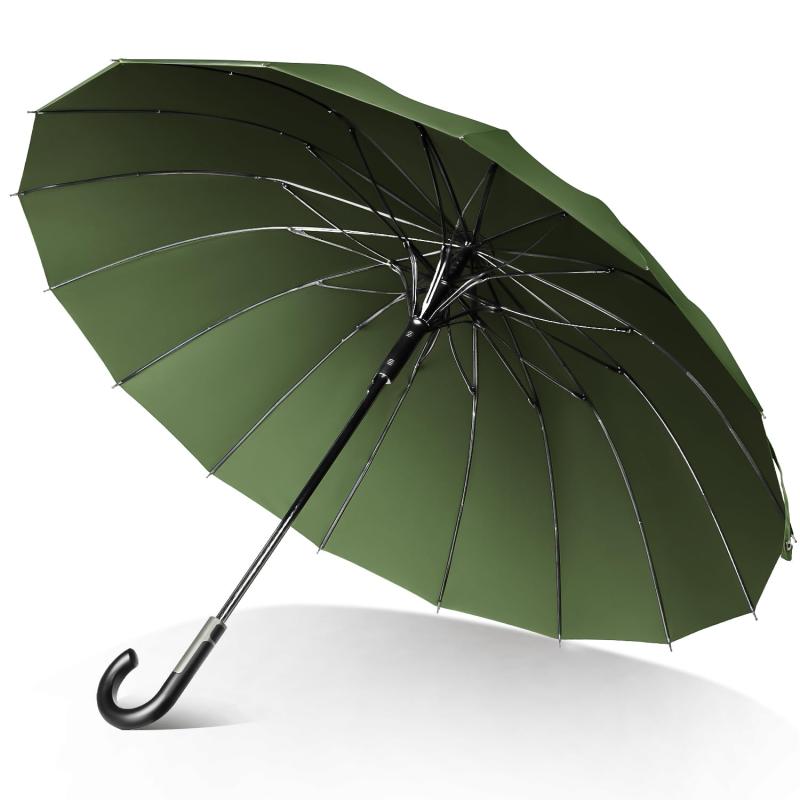 長傘 雨傘 【超大きいサイズ・頑丈な16本骨】 メンズ 傘 直径115cm 高強度グラスファイバー骨 ワンタッチ 自動開け ジャンプ傘 Teflon加工 超撥水 耐風 豪雨対応 梅雨対策 埋め込み式ボタン 軽【ゆったり使える大判サイズ】傘を...