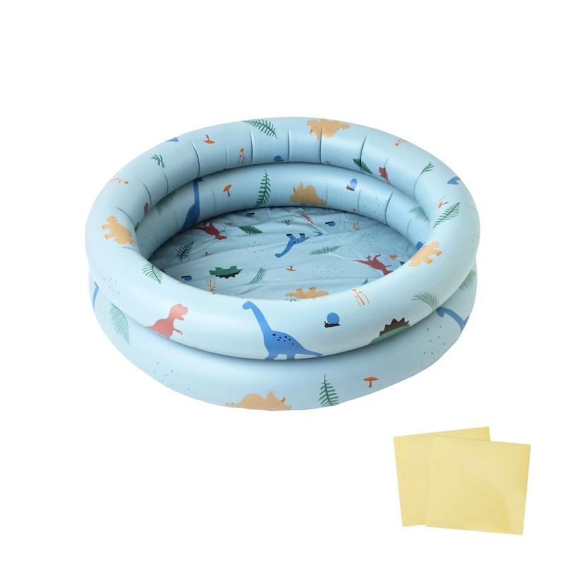 ベビー キッズ プール 厚手 家庭用 幼児用 小さめ ミニプール ベランダ シンプル 丸型 1人用 ブルー 修復パッチ 2枚付き【おしゃれなデザイン】 このインフレータブル プールは、デンマーク風のレトロなストライプデザインが特徴で、インス...