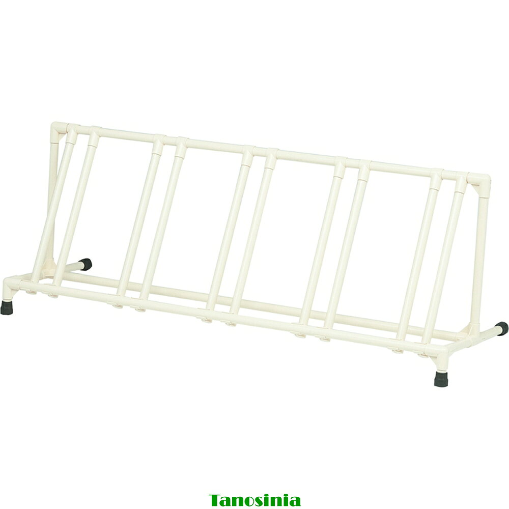 【商品の仕様】●サイズ／幅150×奥行51×高さ54.5cm●重さ／7kg●材質／スチール入り非塩ビ樹脂コートパイプ（直径28mm）●片面5台掛（14〜20インチ対応型）●下部ゴム付き●簡単組立【商品の説明】・壁面ピッタリ収納の片面5台掛。...