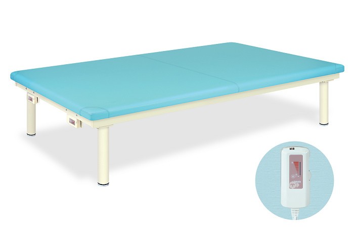 高田ベッド アイホットホーム TB-692の解説 ○温熱シート(幅55cm×長さ150cm×2枚)を内蔵。○スライドボリューム式コントローラー付き。○多目的訓練台に最適な硬質ウレタンフォームを採用。 高田ベッド アイホットホーム TB-69...