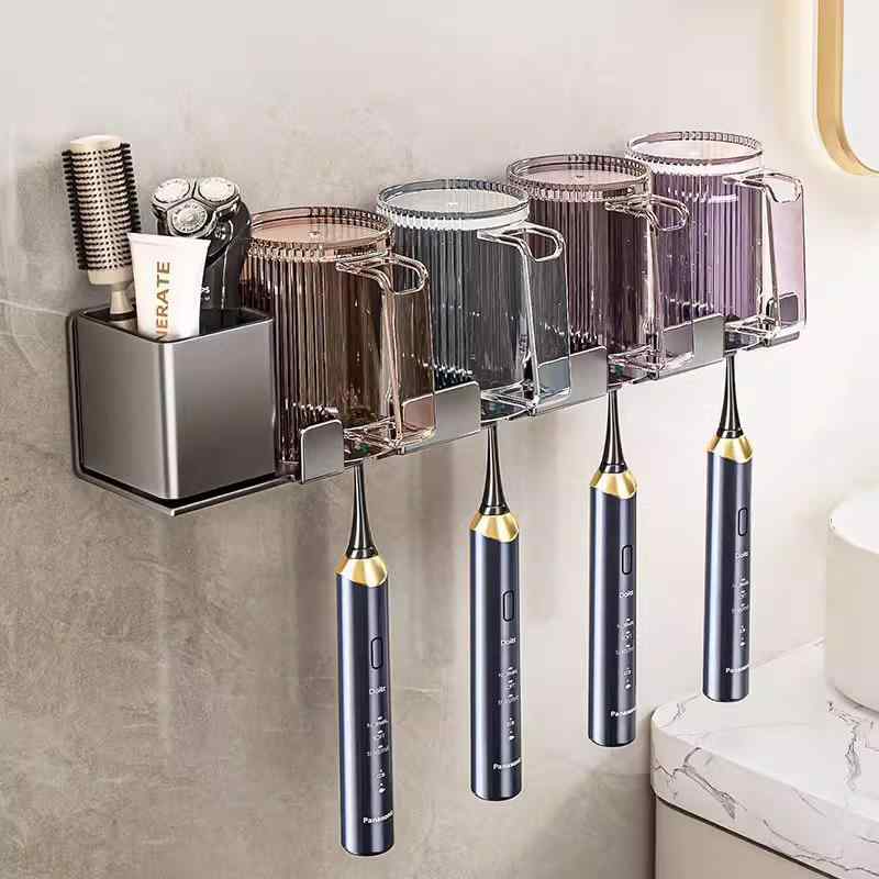 ・商品カテゴリ: 歯ブラシホルダー・機能: 穴あけ不要・素材: スペースアルミ・設置方法: その他・カラー: ガンメタ（2人用 カップなし, 3人用 カップなし, 4人用 カップなし, 3人用 カップ付き3個, 4人用 カップ付き4個）