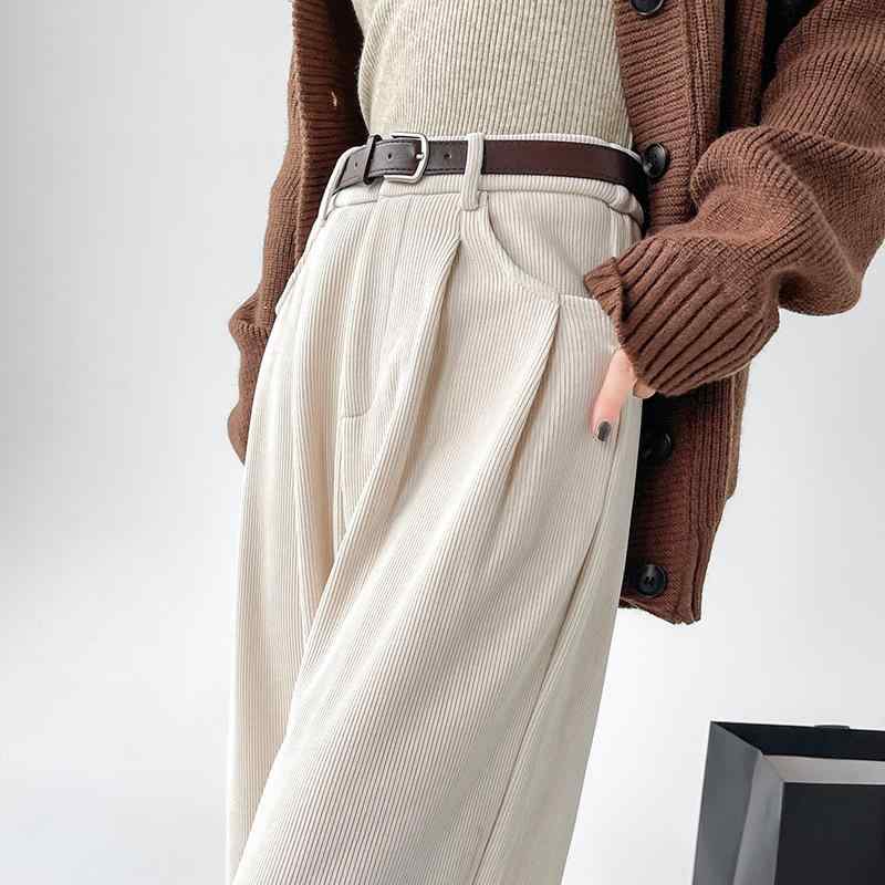 ・素材: ポリエステル, 綿・スタイル: 直筒パンツ・パンツ型: ワイドレッグ・パンツ丈: フルレングス・ウエスト: ハイウエスト・厚さ: 厚手・流行の要素: ポケット・カラー: 杏色, グレー, コーヒー色, ブラック, 杏色【裏起毛】,...