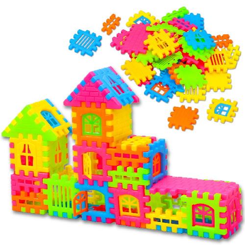 おうちがつくれるカラフルブロック！44ピース■ブロック大：72×40×5mm、ブロック中：40×40×5mm、ブロック小：40×20×5mm