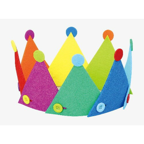フェルトをボタンでとめてつなげてカラフルな王冠を作れる。■150×200×2mm