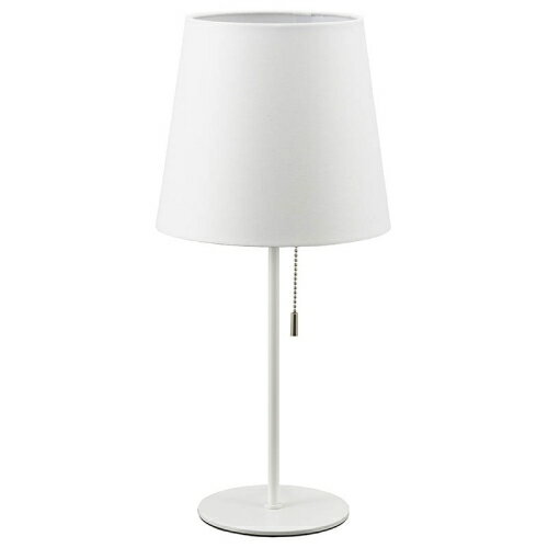 特　徴●テーブルスタンドです●電球は別売です（口金：E26）仕　様■スイッチ：プルスイッチ（ON／OFF）■本体色：ホワイト■材質：本体…スチール、セード…布／PVC■本体サイズ：（約）最大径195mm×高さ425mm（組立時）■電源：AC...