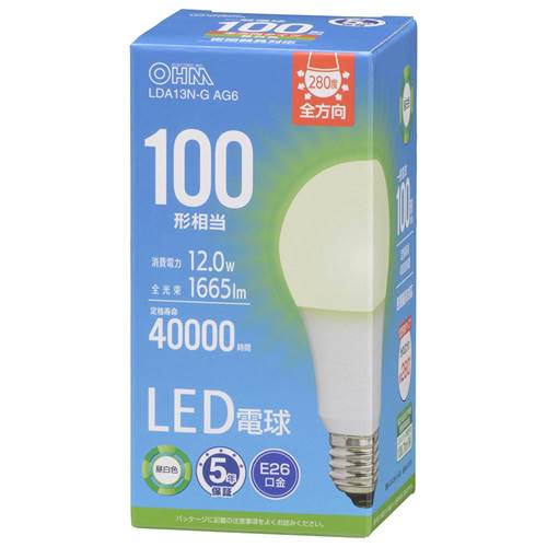 特　徴●全光束1665ルーメン、白熱電球100W相当の明るさ●光の広がり約280°の全方向タイプ●密閉器具対応●省エネ法2027年度目標基準達成●昼白色●口金はE26●LED5年保証対象商品仕　様■寸法：全長…118mm、外径…60mm■質...