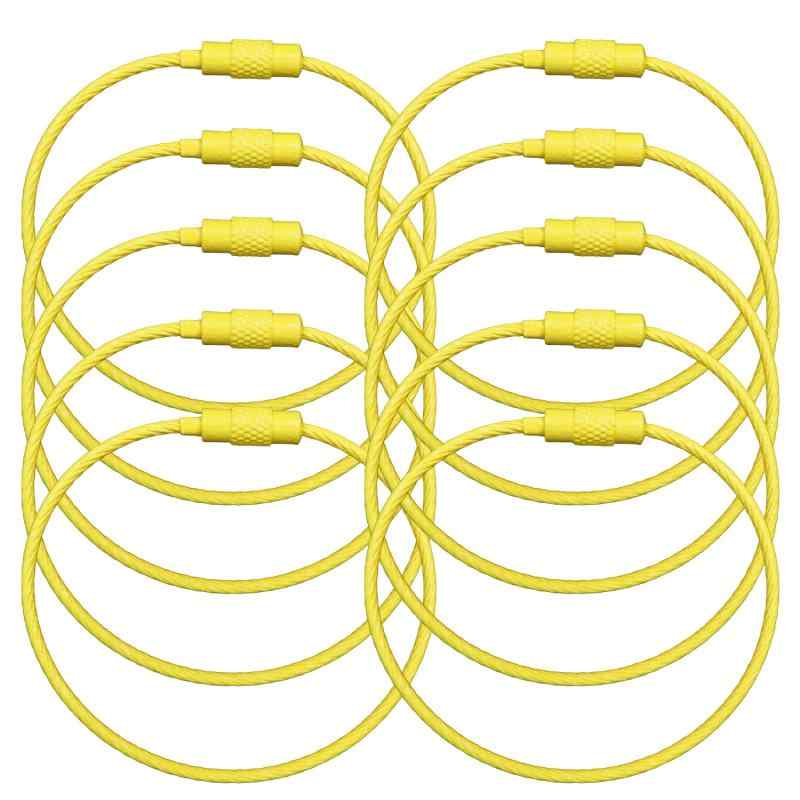 [きらきらぷんぷん丸] ワイヤーキーホルダー ワイヤーリング 鍵 リング 約15cm 10本入り キーチェーン キーリング ストラップ ケーブル ネジ式 紛失 盗難 防止【サイズ】全長約15cm　幅約1.5mm【材質】金属　【内容量】10本...