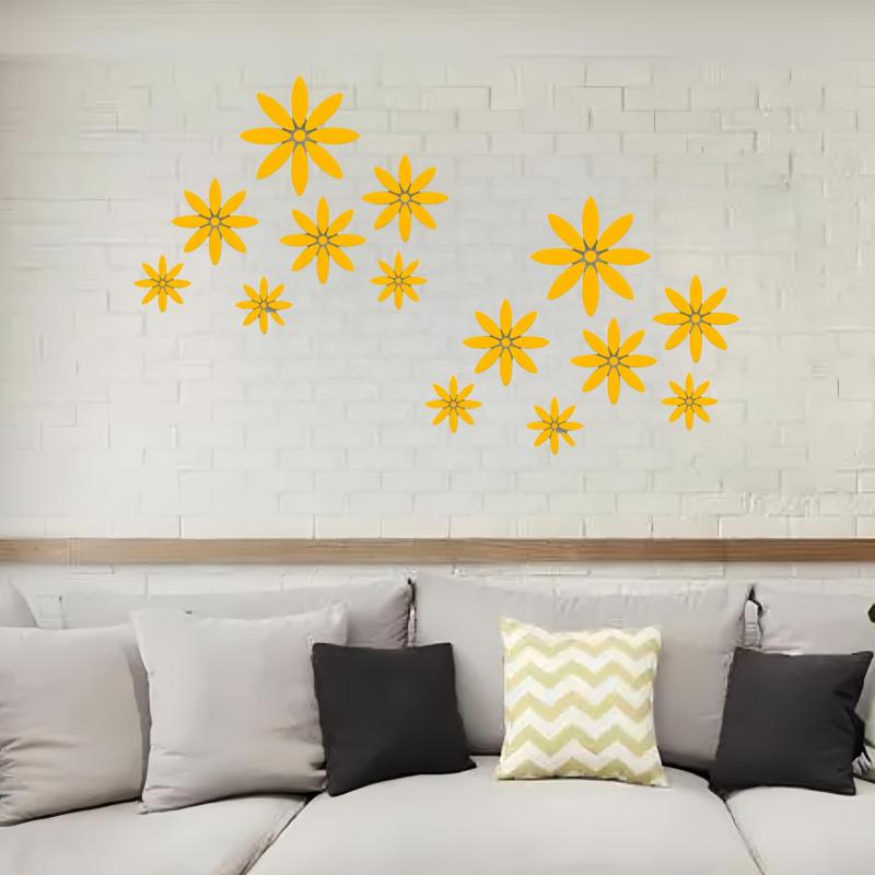 FLORPERRY 3D立体花柄 ウォール アート ミラー 装飾用 アクリルウォール ミラーシール DIY ウォール デカール 粘着式 取り外し可能 壁用デカール 壁紙シール 部屋飾り 居間 寝室 タイルステッカ【美しい】DIYデザインで、...