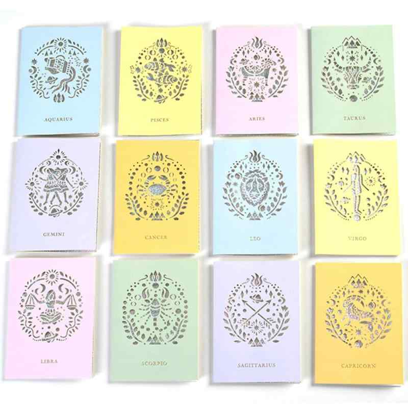 moin moin メッセージ カード + 中紙 + 封筒 12種セット 星座 切り絵 パステル 大人 レース シルエット 神秘的 グリーディング 誕生日 バースデー 2210me251サイズ：【メッセージカード】15×10.5cm 　【封...