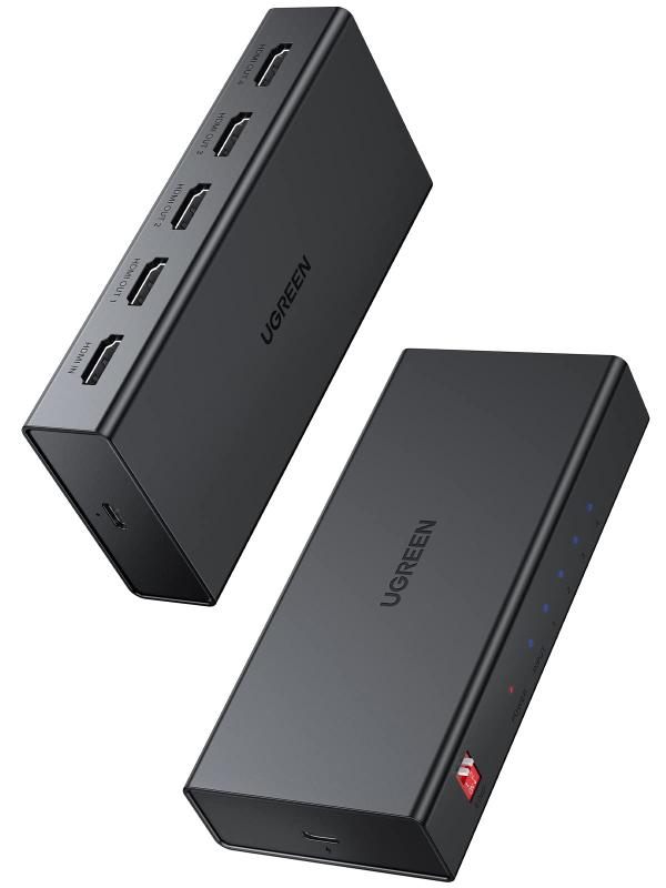 UGREEN HDMI 分配器 1入力4出力 4K@60Hz HDMI スプリッター 自動切替 4画面同時出力 HDMI1.4 PC HDTV DVD Xbox PS5/PS4/PS3/Switch対応【HDMI分配器 1入力4出力 】1台...