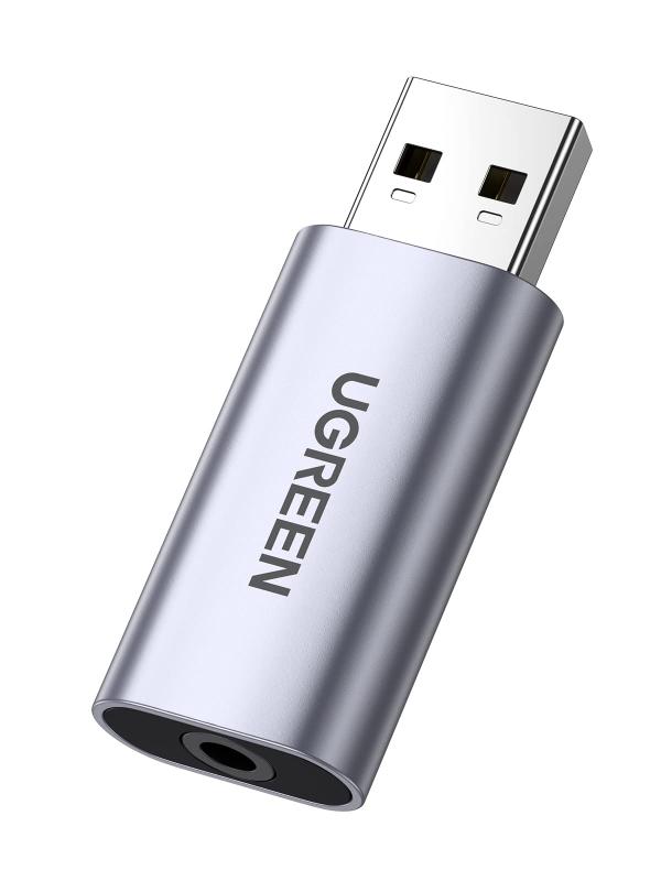 UGREEN USB イヤホンジャック 変換アダプタ 外付け サウンドカード USB 3.5mm 変換アダプター TRRS 4極 マイク・ヘッドホン端子一体化 直挿しタイプ PS5 PS4/Raspberry Pi/MacBook/Wind...
