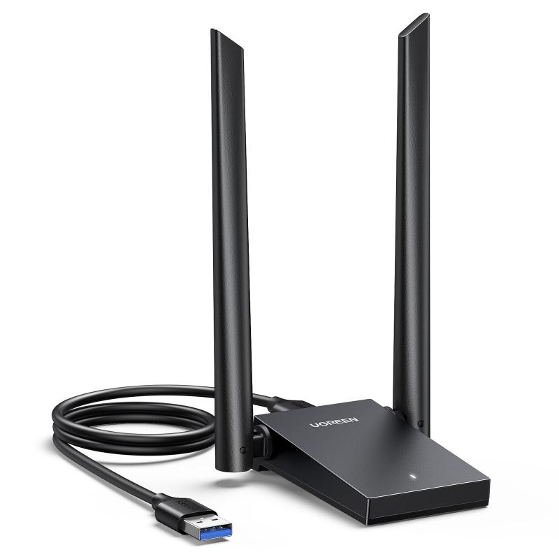 UGREEN WiFi 無線LAN 子機 WiFiアダプター USB 3.0 AX1800規格 WiFi6 IEEE 802.11ax対応 1800Mbps 5G+2.4G 5dBi 超高速通信 デュアルバンド ハイパワーアンテナ搭載 Wi...