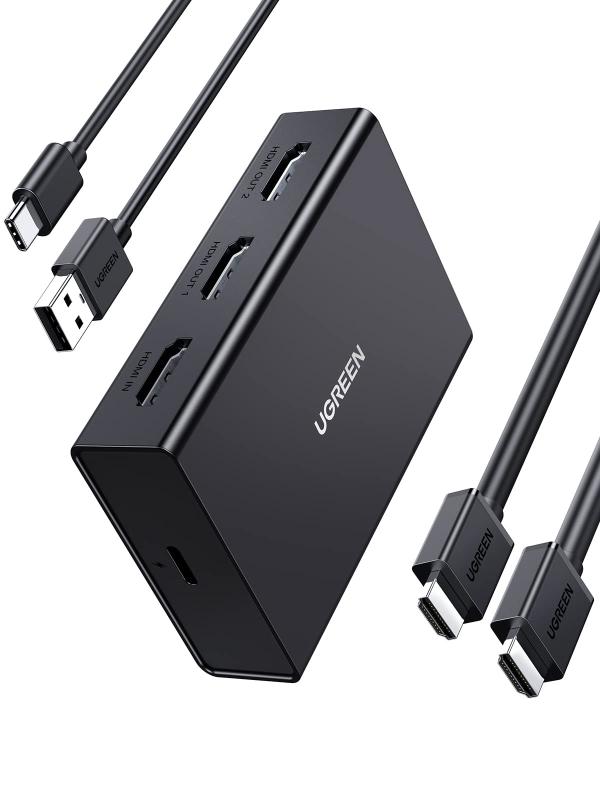 UGREEN HDMI 分配器 1入力2出力 4K@60Hz HDMスプリッター 【HDMIケーブル付き】2画面同時出力3D映像対応 HDCP2.2 【PS3/PS4/PS5/Switch動作確認済み】【HDMI分配器　1入力2出力】PCや...