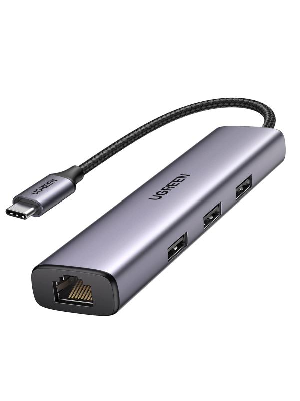 UGREEN USB-C 有線LANアダプター Giga ギガビット RJ45 4-in-1 Lan ハブ 3*USB-A 3.0ポート拡張 USBハブ MacBook iPad Windows Chromebookなどに対応【4 in 1...