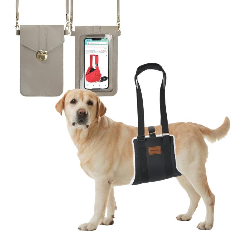 feliz-ganeshaya 犬用介護ハーネス 歩行サポート 幅広 防水 長さ調整 スマホショルダーセット【歩行サポート】ワンちゃんが大好きな散歩をサポートする犬用介護ハーネスです。加齢・怪我・病気・手術などで自分の足だけでは歩行が困難な...