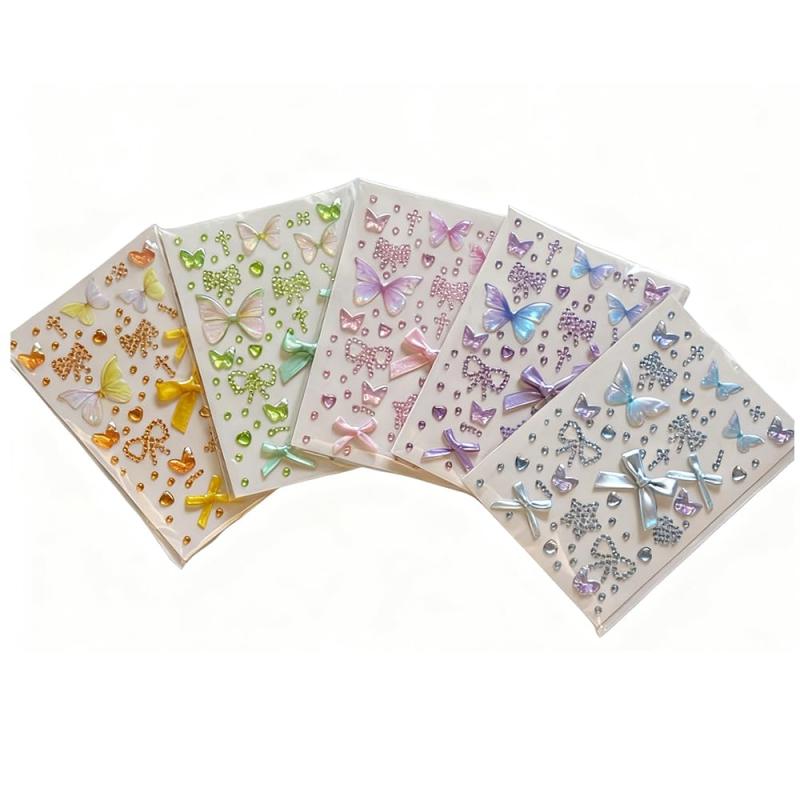 QUANTALY ラインストーンシールセット 5枚セット リルアクセサリー メイク ラインストーンシール DIY用品 手芸用品 自己接着 接着剤不要 舞台化粧フラッシュド【ラインストーンシール】豊富な形と色の組み合わせで、さまざまなスタイル...