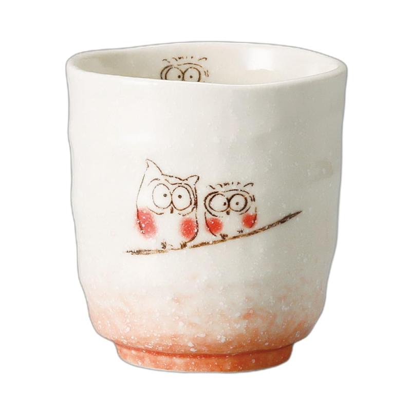 吹ふくろう寿司湯呑（赤） [ 8.5×9.2cm ] | 寿司湯呑 |[ 8.5×9.2cm ] 陶磁器