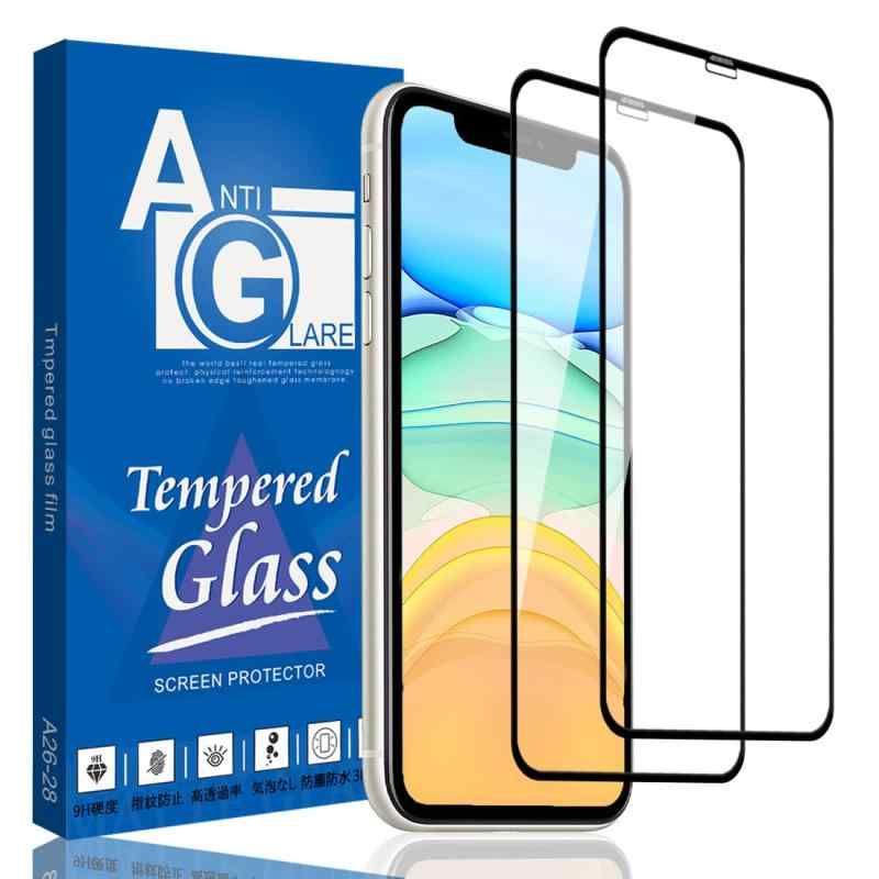 【2枚セット】iPhone 11 / iPhone XR 用 ガラスフィルム 全面保護 6.1 インチ アイフォン11 / XR 液晶保護フィルム 日本旭硝子製/硬度9H/指紋防止/飛散防止/高透過率/撥水撥油/簡単貼り付け/自動吸着/