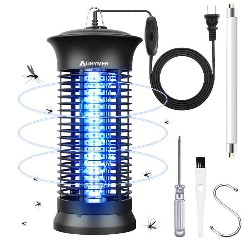 AUGYMER 電撃殺虫器 捕虫器 コバエ取り機 こばえとり 2Mケーブル付き 360°強力蚊除け uvランプ 虫取り機 蚊取り器 蚊取り機 お手入れ簡単 掃除ブラシ付き 交換用電球&amp;日本語説明書付き【パワフルな虫除け効果】6Wの補...