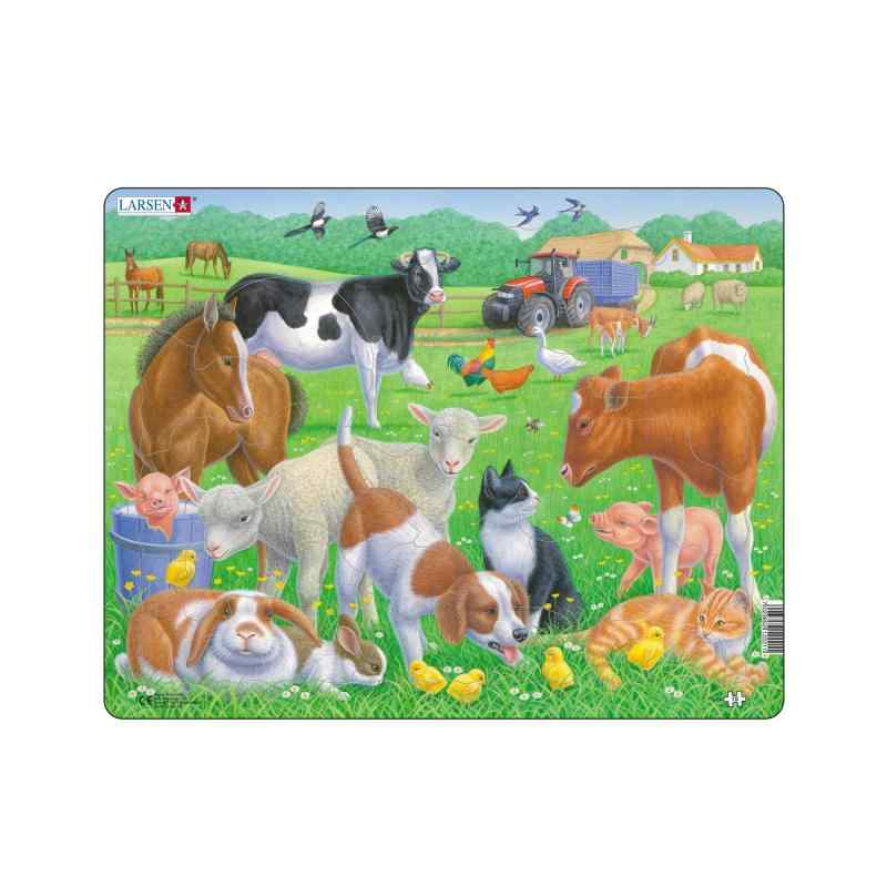 Larsen- Puzzle encadré Animaux de la Ferme 2017 15 pièces, FH35【LARSENのパズル】【農場の動物たち】【15ピース】子どもたちが大好きな動物たちがたくさん集まったジグソーパズ...
