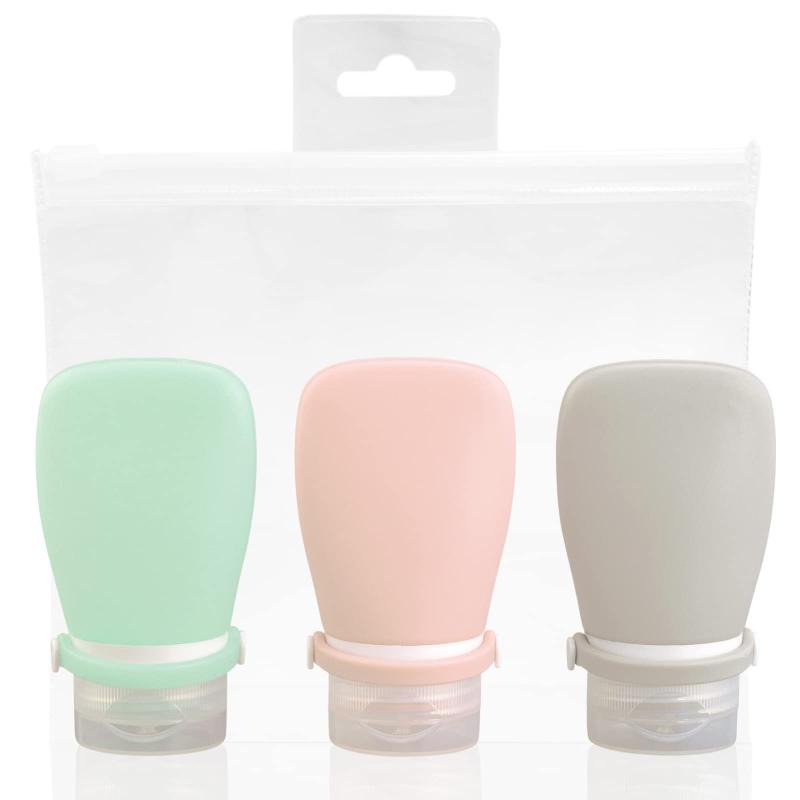 コモライフ 携帯用やわらかシリコンボトル (3色組) トラベルボトル 詰め替え 漏れ防止 持ち運び 機内OK使い分けに便利なシリコンボトル3色組フタ開き防止のストッパー付きシリコン素材なのでやわからく、液体を最後まで出しやすい付属の収納袋に...