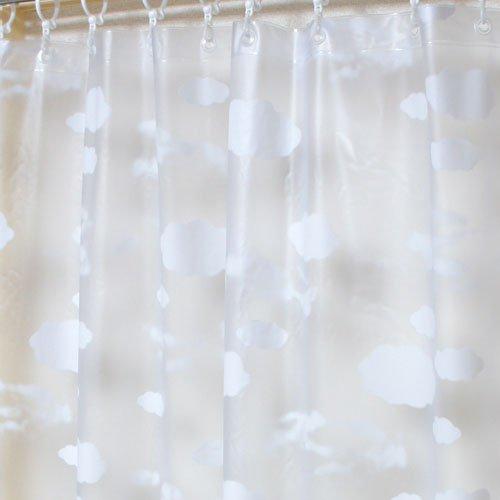 サニーデー シャワーカーテン 雲柄 半透明 120×150 防カビ 日本製フックをかける部分が丈夫 (S字形フック10ヶ入) フックをセットする部分に補強加工してあるため、長期間つりさげておいても丈夫です。いつも快適 防カビ素材のため清潔に...