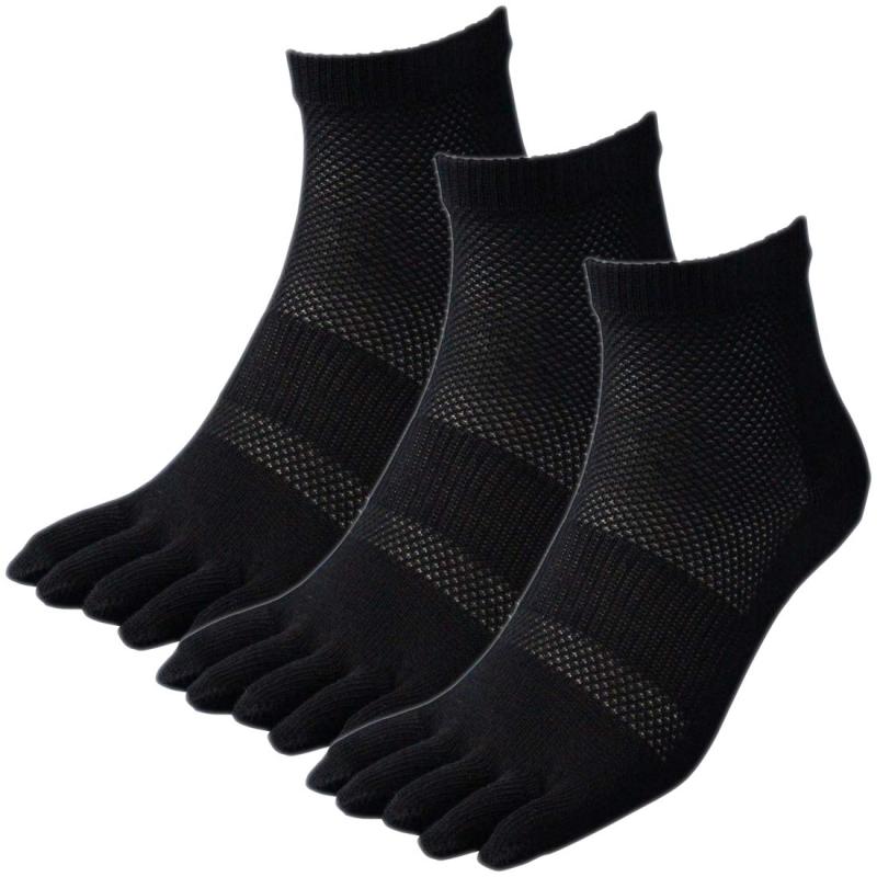 [ハヤシ] 靴下 メンズ 5本指 メッシュ 消臭 3足組 軍足 竹で消臭＆綿で通気性バツグン ミドル丈 黒 作業にぴったり 25～27cm BC945天然の消臭機能を持つ竹繊維（バンブー）が気になる匂いをリフレッシュ丈夫な綿で洗濯にも強く、...
