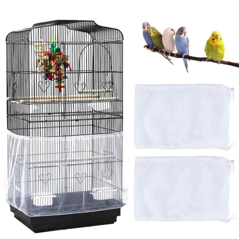 ZADAFINA 鳥かごカバー 2枚セット 防塵・通気性メッシュ 伸縮調整可能 オウム/小鳥用 餌の飛散防止 洗える ホワイト (サイズM) 39-78インチ対応【サイズ調整可能な便利設計】ドローストリングとロックバックルで39-78インチ...