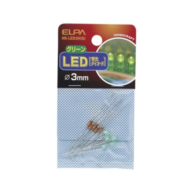 エルパ(ELPA) LED LED電球 工作 25mA 5個入 φ3mm グリーン HK-LED3H(G)カラー：グリーンパッケージサイズ（約）：幅6×高さ11×奥行0.5cm重量（約）：7g