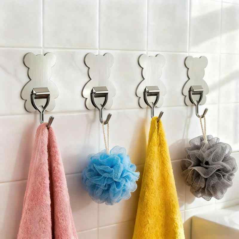 YuShiYan のステンレス鋼の頑丈な自己接着ホック、防水およびさびない、釘、粘着性がある壁のホックなしでキー、浴室、シャワー、屋外、台所、ドアのための壁のハンガー【高品質の素材とデザイン】高品質の201ステンレス鋼で作られた金属製の壁掛...