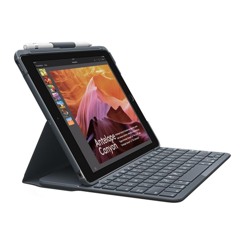 ロジクール SLIM FOLIO iK1053 Bluetooth® キーボード一体型ケース対応デバイス:iPad(第5世代および第6世代)ゆったりなフルサイズのキー、なじみのある快適なタイピング。メカニカル シザーキーは、高さ 1.5 m...