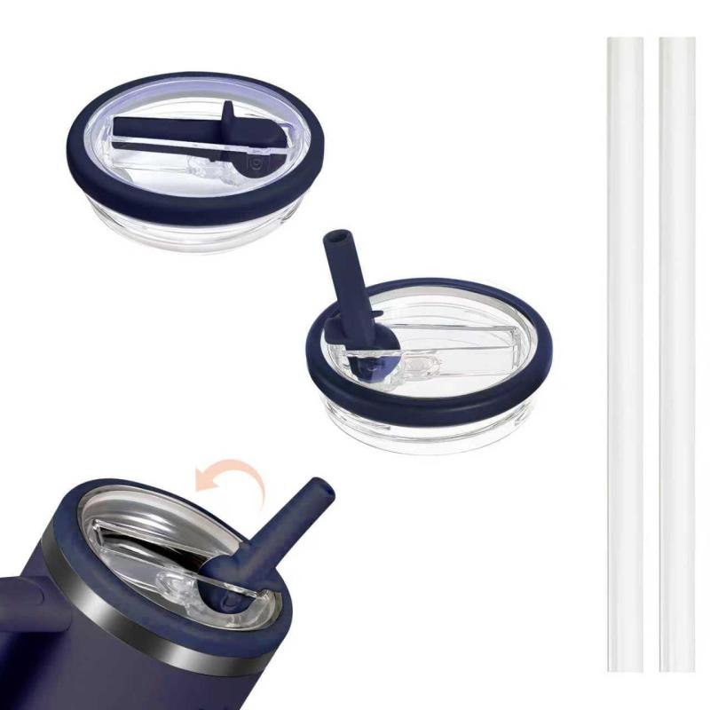 2025新登場 ポクミル スタンレー該当 蓋 ストロー フリップ 30/40オンス 2個 漏れ防止 防塵 Stanley H2.0 FlowStateタンブラー用、再利用可能なこぼれ防止蓋 タンブラーカップ用 自宅 屋外 登山に適【30/4...