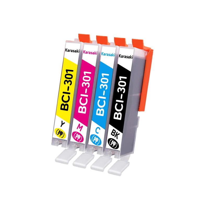 Karasaki BCI-301 BCI-300 互換インク キヤノン(canon)用 BCI-301/300 BCI-301BK C M Y 4色セット 対応機種:PIXUS TS7530【残量表示対応/個包装】【対応機種】：プリンター ...