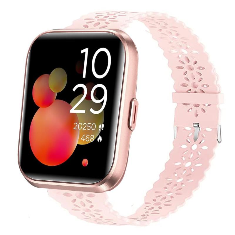 [Lamshaw] for ID208 Plus スマートウォッチバンド, シリコンレース透かし彫り交換バンド レディース時計ベルト22ミリ Quican ID208 Plus, aeac ID208 Plus, WMK ID208 Plu...