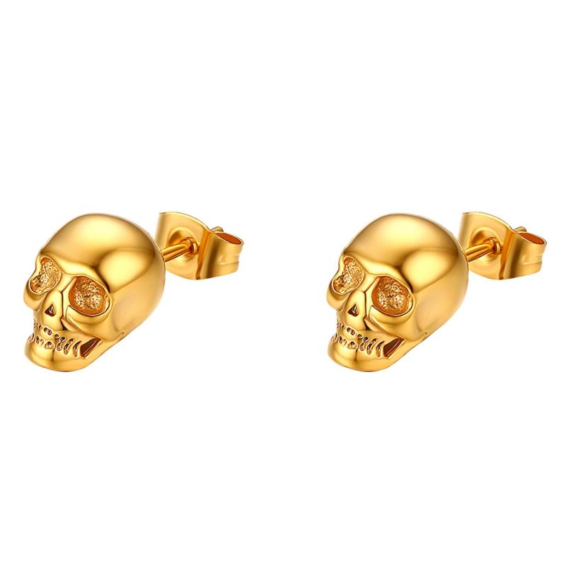 OIDEA スカル ピアス イヤリング 髑髏 軟骨ピアス 16g メンズ レディーズ ボディピアス 両耳 片耳 ステンレス 金属アレルギー ロックパンク ゴシック アクセサリー プレセット最適 ゴールド 1【ロックなデザイン、スカルピアス】...