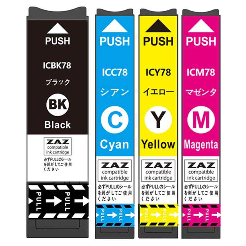 ZAZ IC4CL78 互換インク 4色セット PX-M650A PX-M650F ICBK78 ICC78 ICM78 ICY78 ic78 IC78 ICチップ付き 残量表示可能 （78-1）互換インク　4色×1セット＝4個　対応機種：...