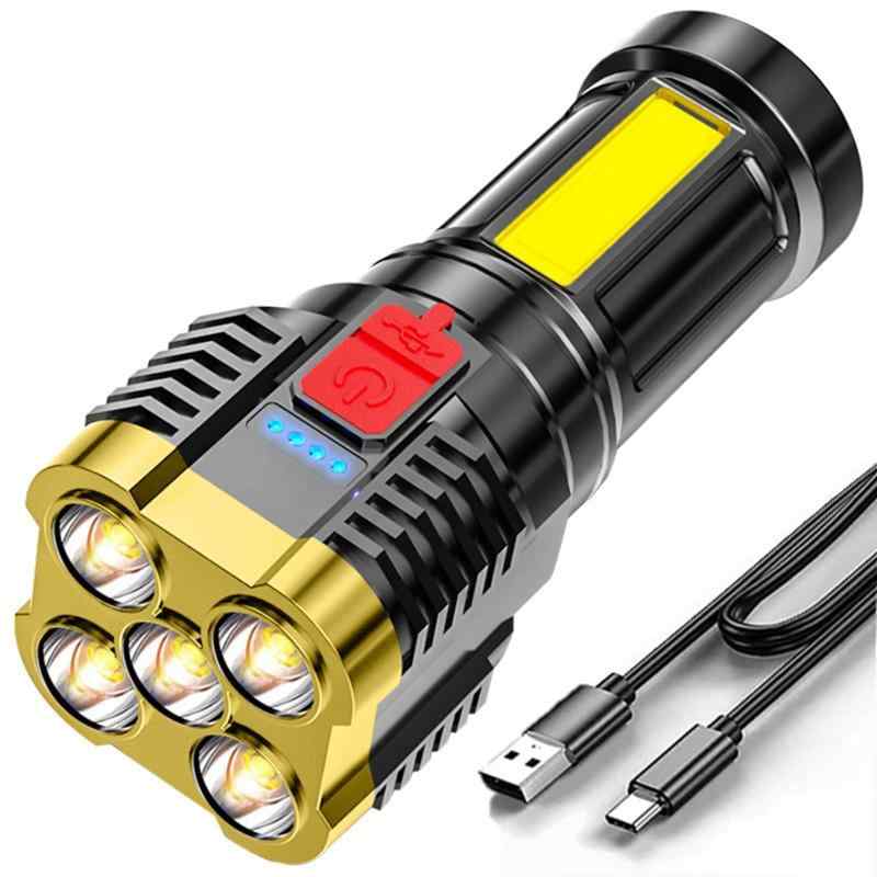 ISEFUJI ハンドライト 懐中電灯 強力 防水 小型 軽量 LED 5個 COB作業灯 3モード USB 充電式 携帯 防災 照明 手持ち ライト 超高光度夜道を照らす、頼れる相棒。超高光度LEDハンドライト 圧倒的な明るさ 5つの高輝...