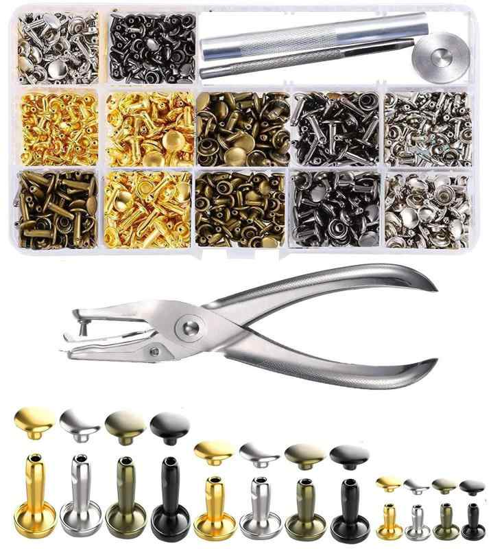 TAORAYO レザークラフト カシメセット カシメ かしめ カシメ金具 セットカシメ打ち具セット レザークラフト用打ち具キット 3サイズ 4種色（ゴールド・シルバー・古銅色・ガンメタル） リベ【セット内容】カシメセット *240組（6*6...