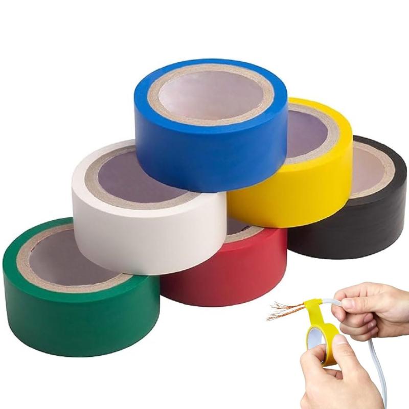 電気絶縁テープ ビニールテープ 6個入り 16mm*10m 絶縁テープ 電気テープ 耐熱 防水 耐食性🔔【仕様】サイズ：幅16mm、長さ10m。🔔【6巻セット】電気テープ6色入り「黄、緑、青、赤、白、黒」、環...
