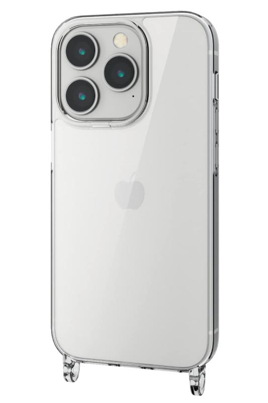 エレコム(ELECOM) iPhone 14 Pro 用 ケース スマホショルダーストラップ用ホール付き TPU 耐衝撃 エアークッション 半透明 指紋防止 ワイヤレス充電対応 【別売りのストラップと組み合わせて、好