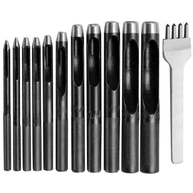 KEWAYO ポンチセット 穴あけポンチ パンチ 穴あけポンチ 11本 1mm、1.5mm、2mm、3mm、4mm、5mm、6mm、7mm、8mm、9mm、10mm材質:炭素鋼 、サイズ：ポンチ／穴径 1mm、1.5mm、2mm、3mm、4...