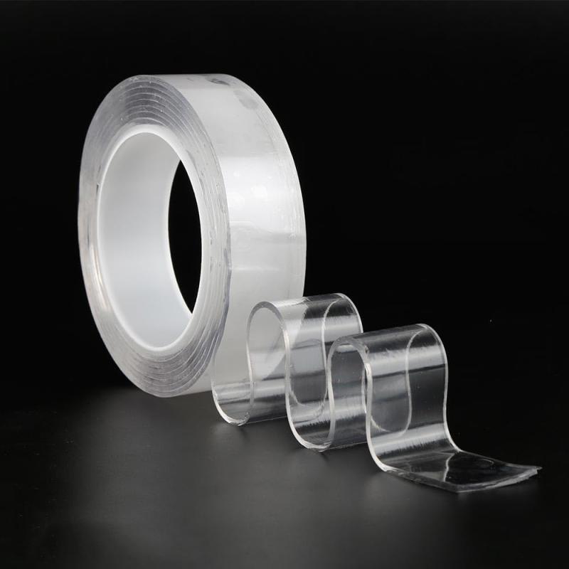 zmart 5mx30mm 再利用可能な 両面テープ 粘着テープ ナノ トレース リムーバブル ステッカー 洗える粘着 接着剤 テープ ループ グルー ガジェット 貼ってはがせる ゲル ナノ 耐熱性 防水性 壁掛1.洗える、600回以上再利...