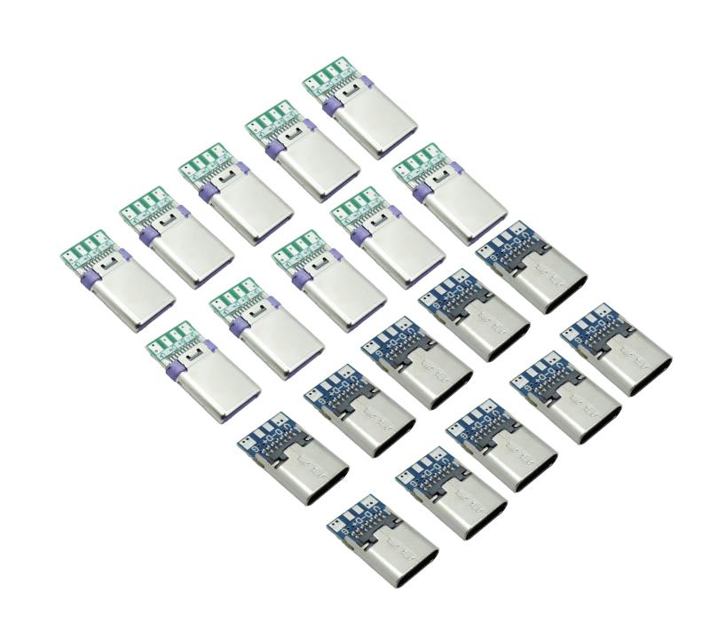 YMS PARTS【10個+10個＝20個セット】USB Type-C 変換基板コネクタ オス+メスセット USB 3.1タイプC