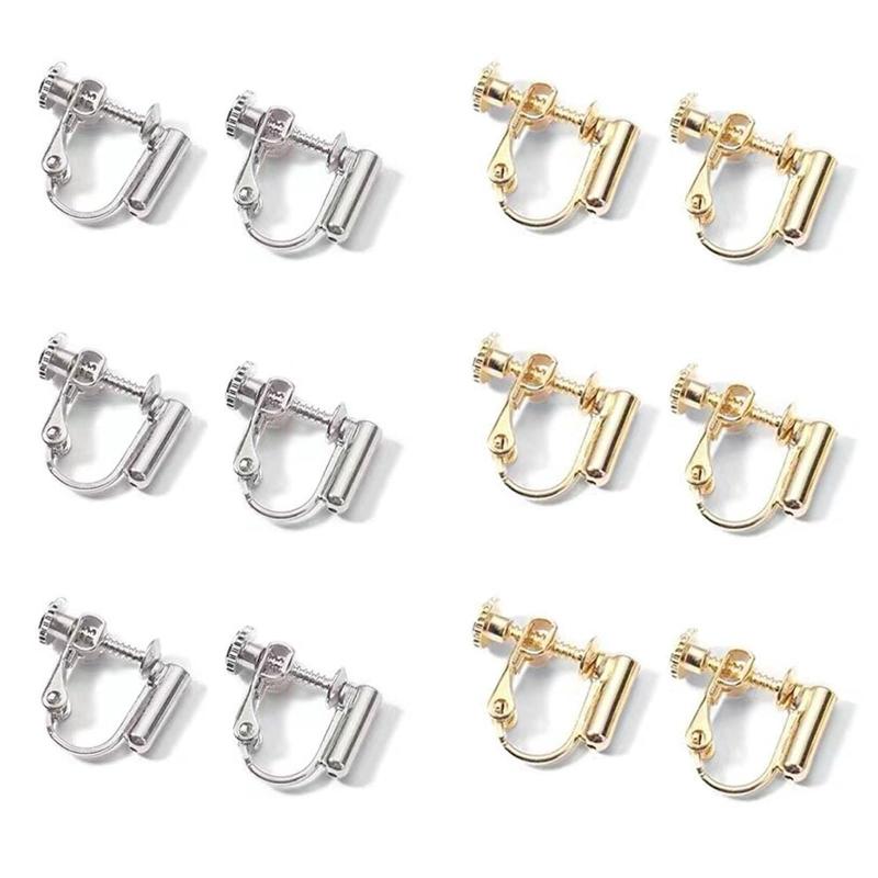ピアス イヤリングコンバーター 縦型 手芸 手作り用 DIY 基礎金具 アクセサリ ーパーツ ジュエリー 耳穴なし ネジバネ式 12個入りセット：ゴールド6個 、シルバー6個。サイズ：画像にご参考ください。高品質の製とメッキ、表面が滑らかで...